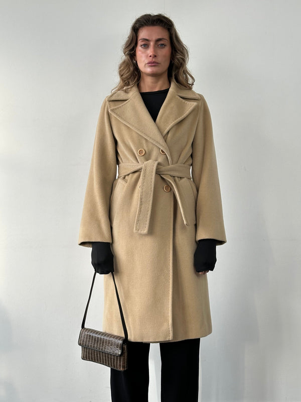 Marella Wool Cashmere Double Breasted Belted Coat - M – Known Source
